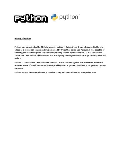 history of python pdf