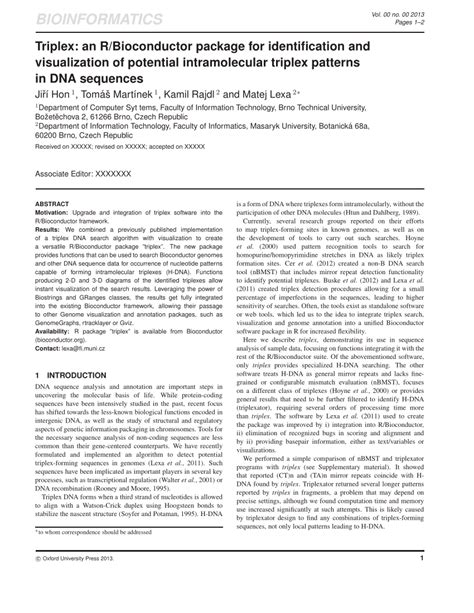 [pdf] triplex an r bioconductor package for identification and visualization of potential