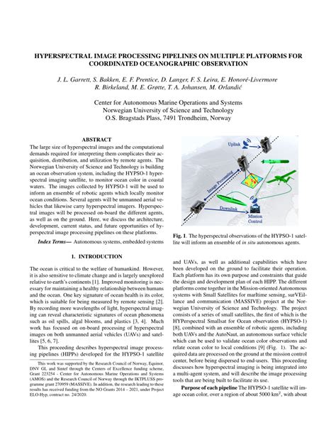 pdf hyperspectral image processing pipelines on multiple platforms for coordinated