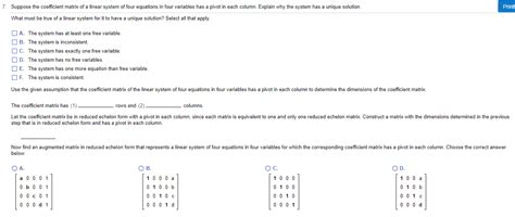 solved print 7 suppose the coefficient matrix of a linear