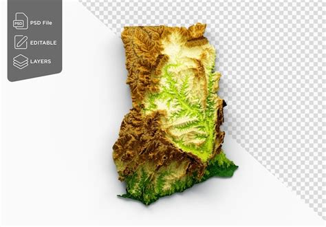 Mapa De Ghana Con Relieve Sombreado En Color Altura Mapa En Fondo