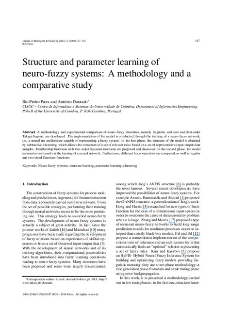 pdf structure and parameter learning of neuro fuzzy systems a methodology and a comparative