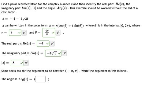 solved find a polar representation for the complex number z
