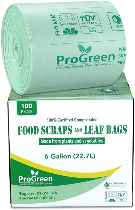 ProGreen Lot de 100 petits sacs à compost 100 compostables extra