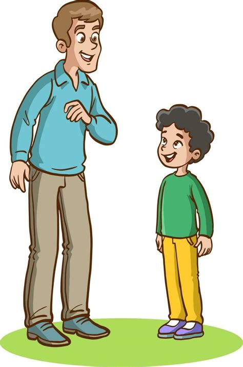 niños y hombre de pie hablando padre e hijos hablando vector 25402104