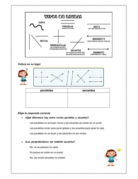Tipos de líneas Actividades de lectura Actividades interactivas