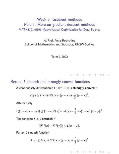 week 3 gradient methods part 2 more on gradient descent methods math3191 5191 mathematical