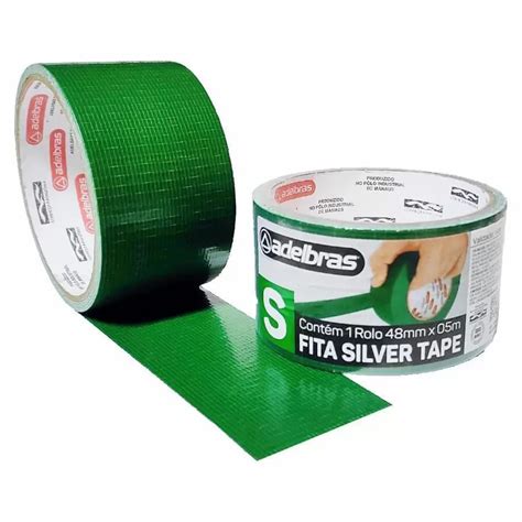 Fita Adesiva Reforçada Multiuso Silver Tape Verde 48mm x 5m Adelbras