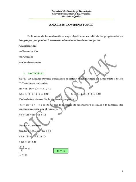 analisis combinatorio pdf permutación combinatoria