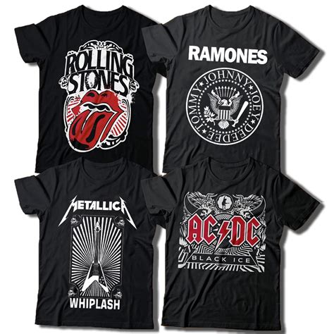 Camiseta Banda De Rock Rolling Stones Ramones Metallica Acdc Shopee