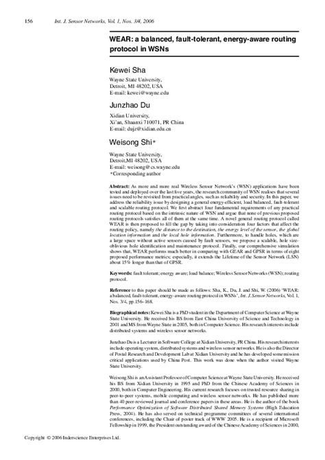 pdf wear a balanced fault tolerant energy aware routing protocol in wsns kewei sha