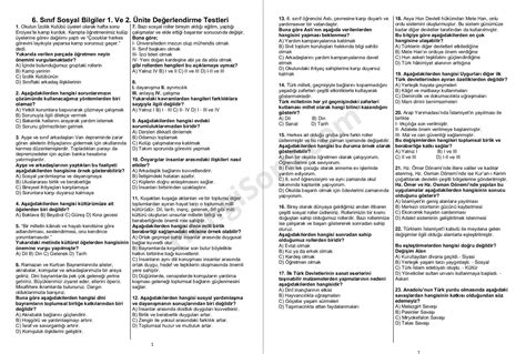 S N F Sosyal Bilgiler Ve Nite Deneme S Nav Ve Cevaplar Pdf