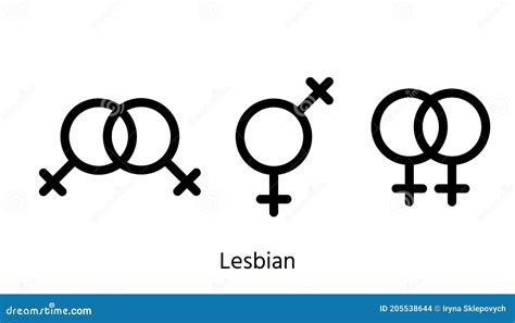 Símbolos De Género Lesbianas Signos De Orientación Ilustración