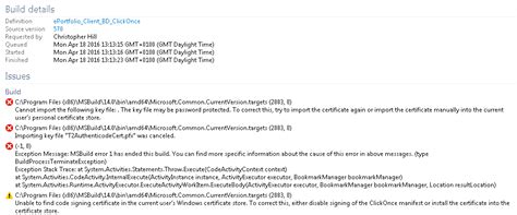 Build Error Building Clickonce Application In Tfs With Certificate