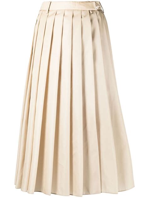 Re Nylon Pleated Midi Skirt Prada Eraldo