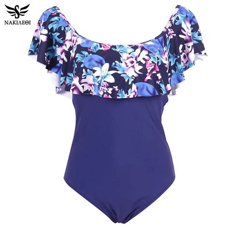 Nakiaeoi New 2019 Sexy Ruffle Swimsuit One Piece Swimwear Women Bathing Suits One Piece Suit
