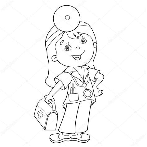 P Gina Para Colorear Esquema Del M Dico De Dibujos Animados Con Kit De