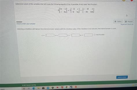 solved determine values of the variables that will make the