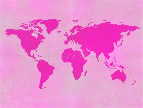 Weltkarte Im Rosa Hintergrund Silhouetten Von Kontinenten Auf