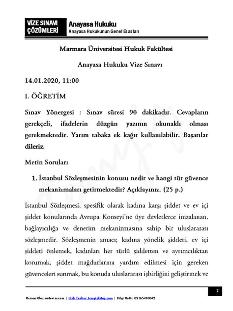 Anayasa Hukuku 2023 Vize Çözümleri Not Evim Marmara Üniversitesi