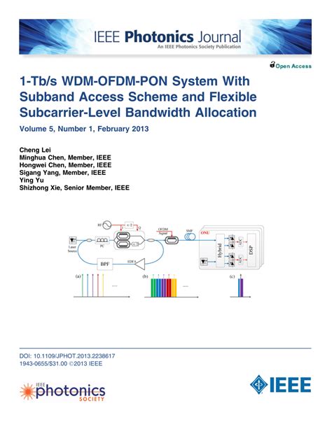 pdf 1 tb s wdm ofdm pon system with subband access scheme and flexible subcarrier level