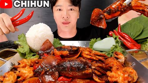 SPICY STIR FRIED BABY OCTOPUS SQUID ASMR MUKBANG COOKING RECIPE