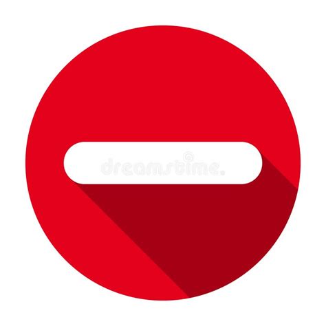 Icona Rossa Del Segno Meno Rotondo Piano Bottone Simbolo Negativo