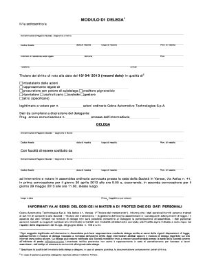 Compilabile Online Modulo Di Delega Ordinaria Fax Email Stampa PdfFiller