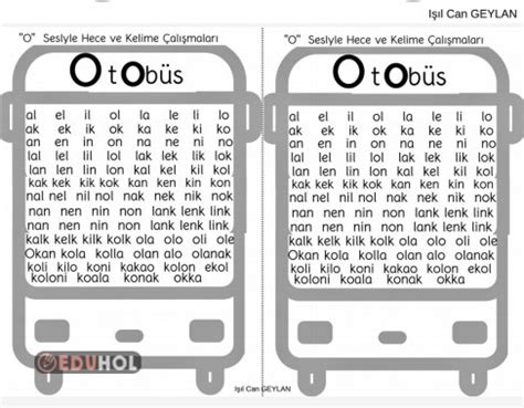 O Sesi Hece Kelime Tablosu Eduhol Etkinlik İndir Oyun Oyna Test Çöz