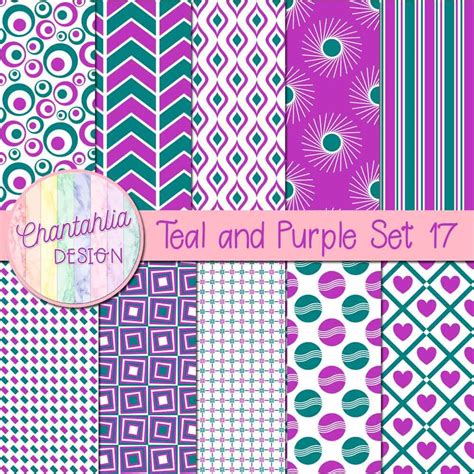 Free Teal And Purple Digital Papers With Various Patterns