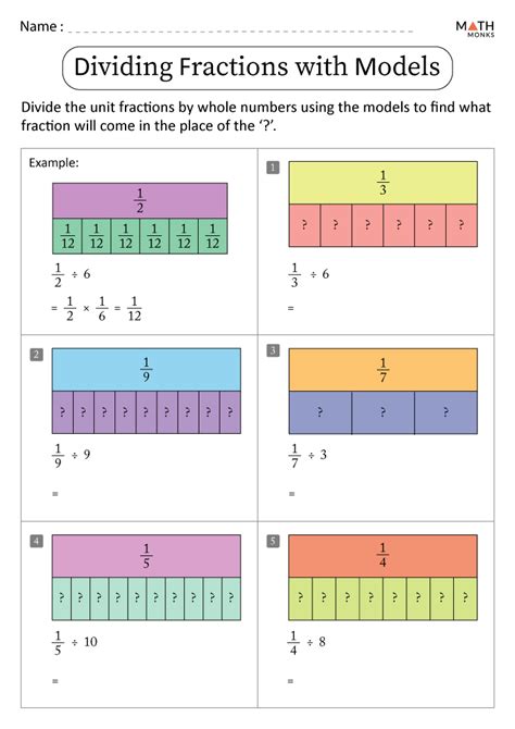 Dividing Fractions Worksheets 6th Grade