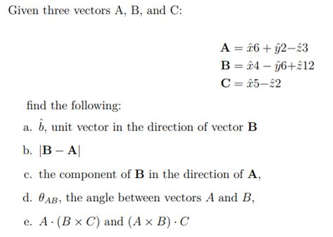 solved given three vectors a b and c a ĉ6 y2 23 b