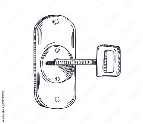 Key Inside Keyhole Lock Unlocking And Opening House Door Outlined