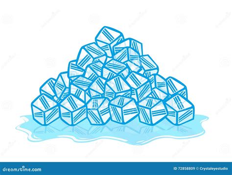 Ice Cubes Melting Solid To Liquid Phase Editable Clip Art Cartoon