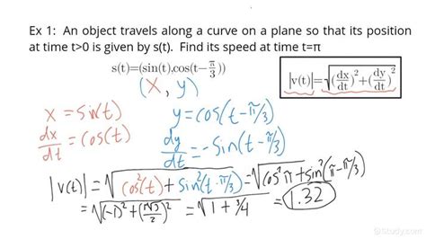 determining speed of a particle moving along a curve in the plane defined using parametric