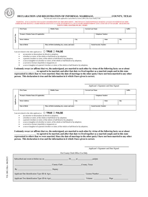 Texas Common Law Affidavit Form Printable Form