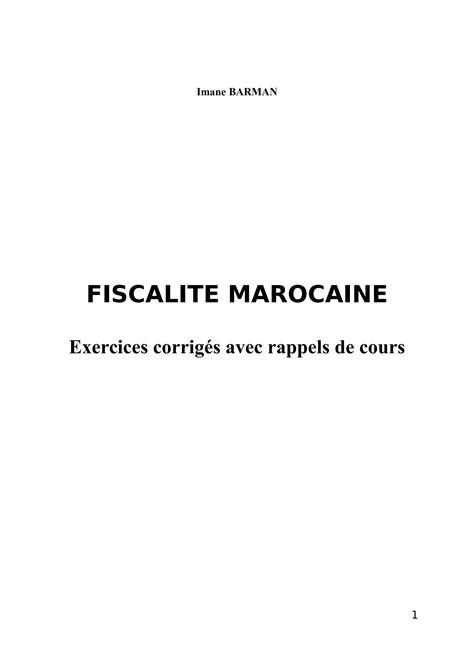 Solution Fiscalit Cours Exercice Corrige Studypool