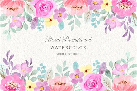Fundo Rosa Aquarela Floral Vetor Premium