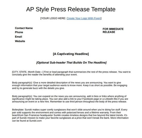 How To Write An Ap Style Press Release Free Template