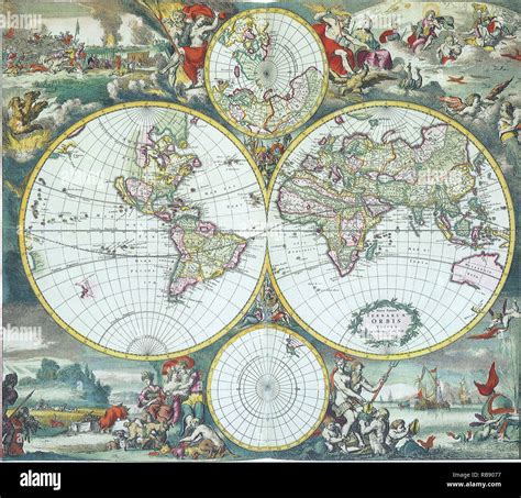 Carte du monde hemisphère nord sud Banque de photographies et dimages
