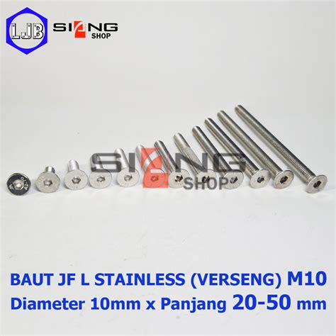 Jual Baut JF L M10 Stainless 304 THE A2 70 Verseng Panjang 20 Sd 50