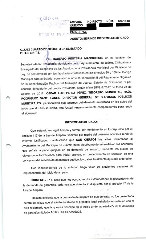 Informe Justificado Amparo Indirecto Machote Image To U