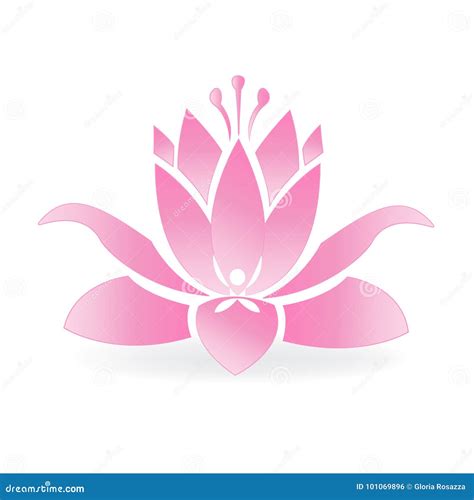 Logotipo Cor de rosa Da Flor De Lótus E Do Homem Da Ioga Ilustração do