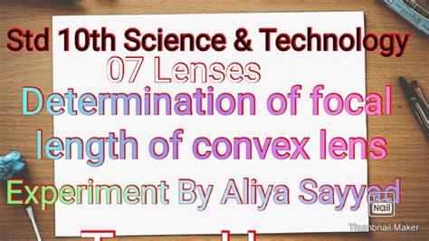 Std Th Science Technology Lenses Determination Of Focal Length