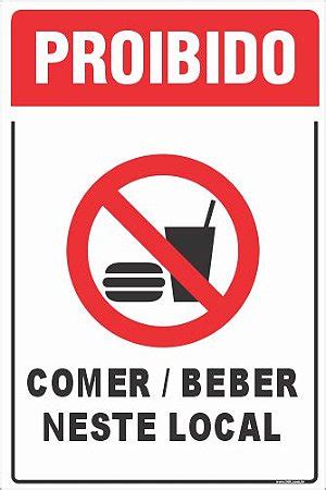 Placa De Proibido Comer Ou Beber Neste Local Trik
