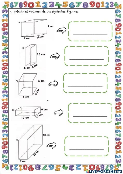 Ficha online de Volumen de los cuerpos geométricos para 6º Puedes
