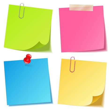 Premium Vector Realistic Colorful Blank Sticky Notes With Clip Binder