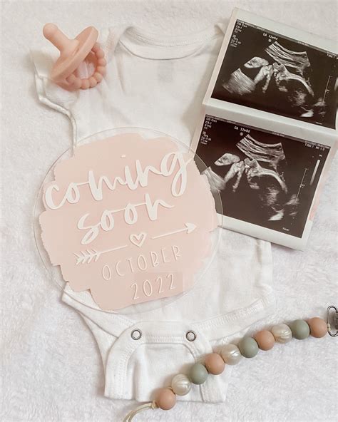 Coming Soon Pregnancy Announcement Acrylic Disc Sign New Baby Pregnancy