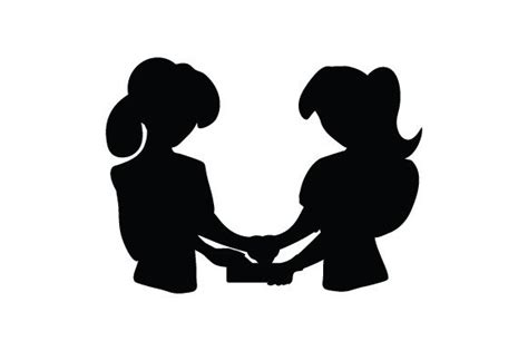 Two People Holding Hands Praying Silhouette SVG Cut File By Creative