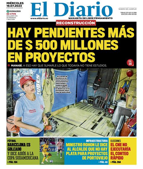 El Diario Manabita On Twitter ElDiario Nuestra Portada De Hoy 19